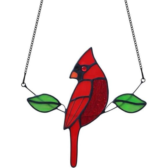 Accents | Northern Cardinal Stained Glass Window Hangings Cardinal ...